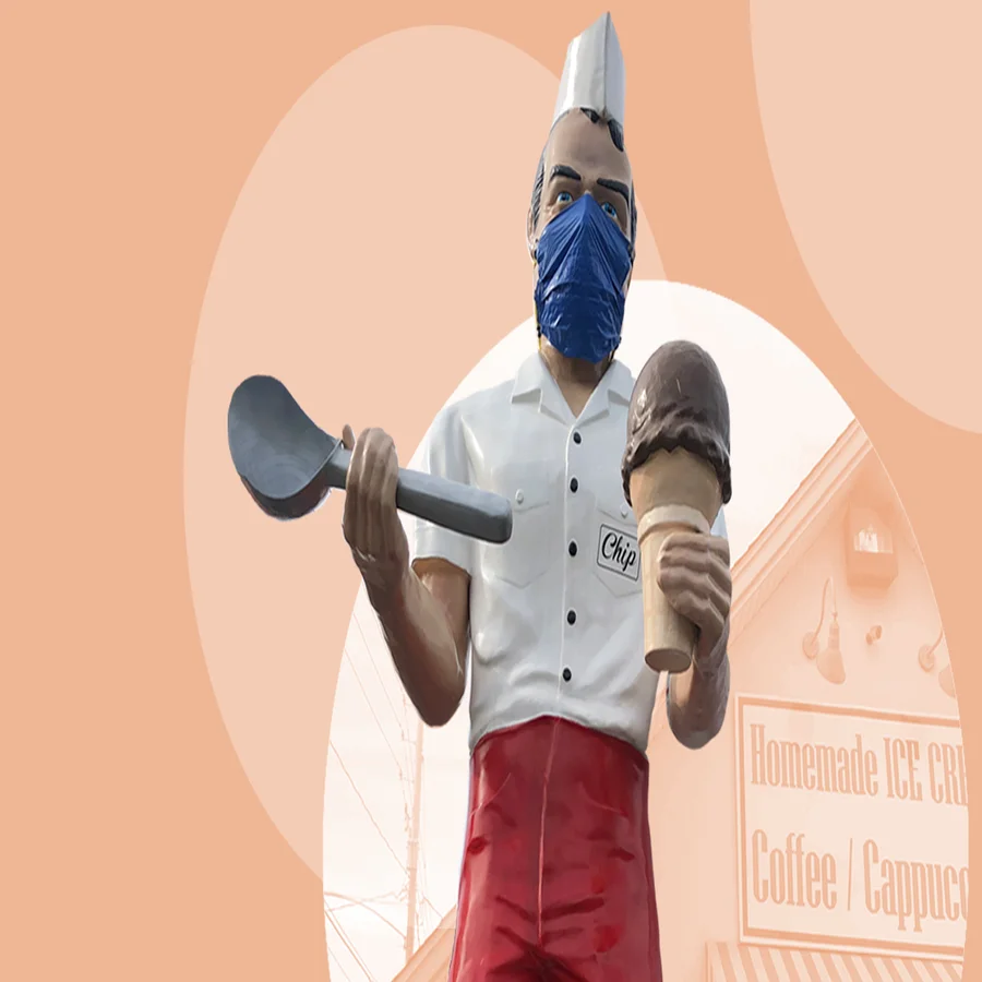 Roadside Icons Mask Up for a Covid Public Safety Message